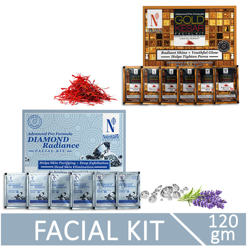 Buy NutriGlow Natural's Advanced Pro Facial Kit - Gold Kesar + Diamond ...