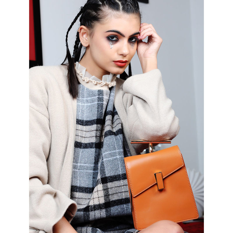 Buy Odette Tan Structured Sling Bag Online