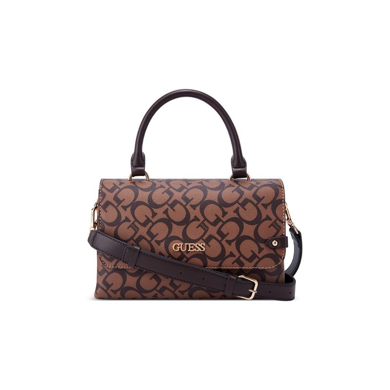 Buy Guess Women Brown Printed Pvc Castalia Top Handle Crossbody Bag Online