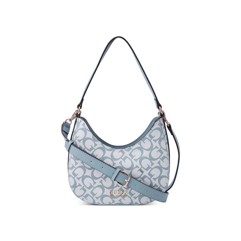 Buy Guess Women Blue Printed Pvc Easley Mini Top Zip Shoulder Bag Online