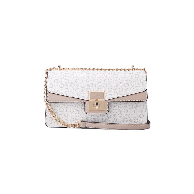 Buy Guess Women White Printed Pvc Moonstone Crossbody Flap Bag Online