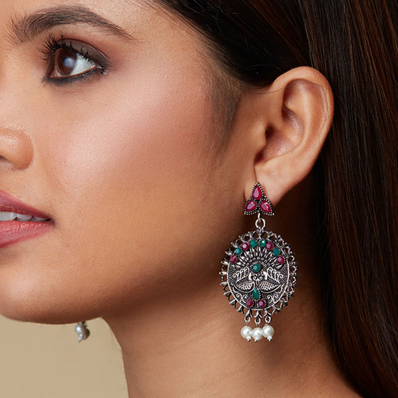 Buy Azai by Nykaa Fashion Silver Multi Color Stone Studded Oxidised ...