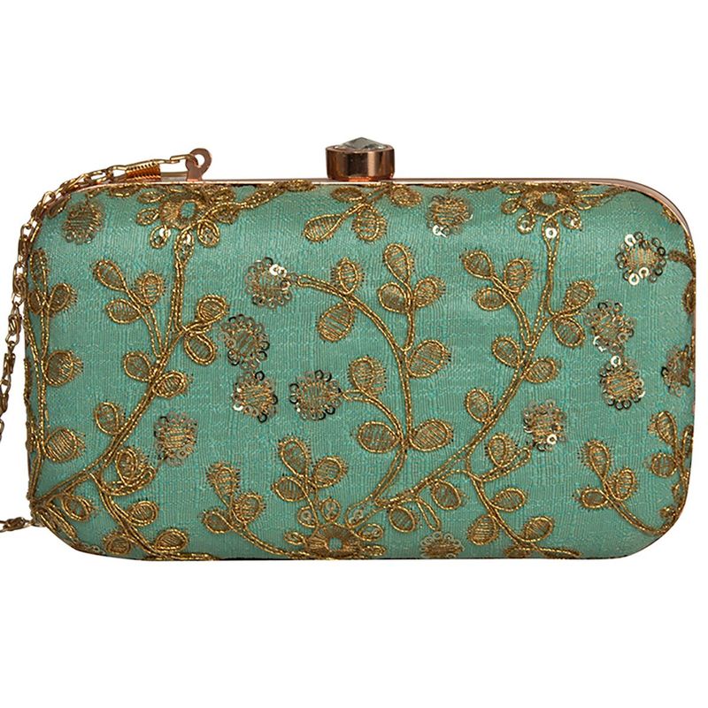Buy Parizaat By Shadab Khan Turquoise Blue Embellished Handmade Clutch ...