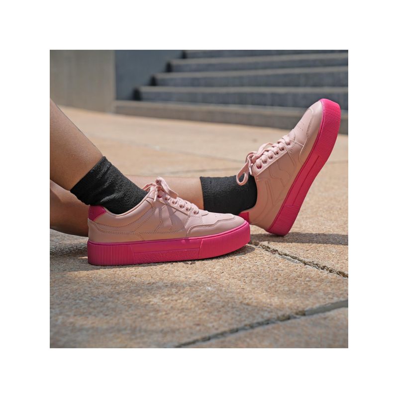 Buy SOLETHREADS Jazz Pink Solid Women Sneakers Online