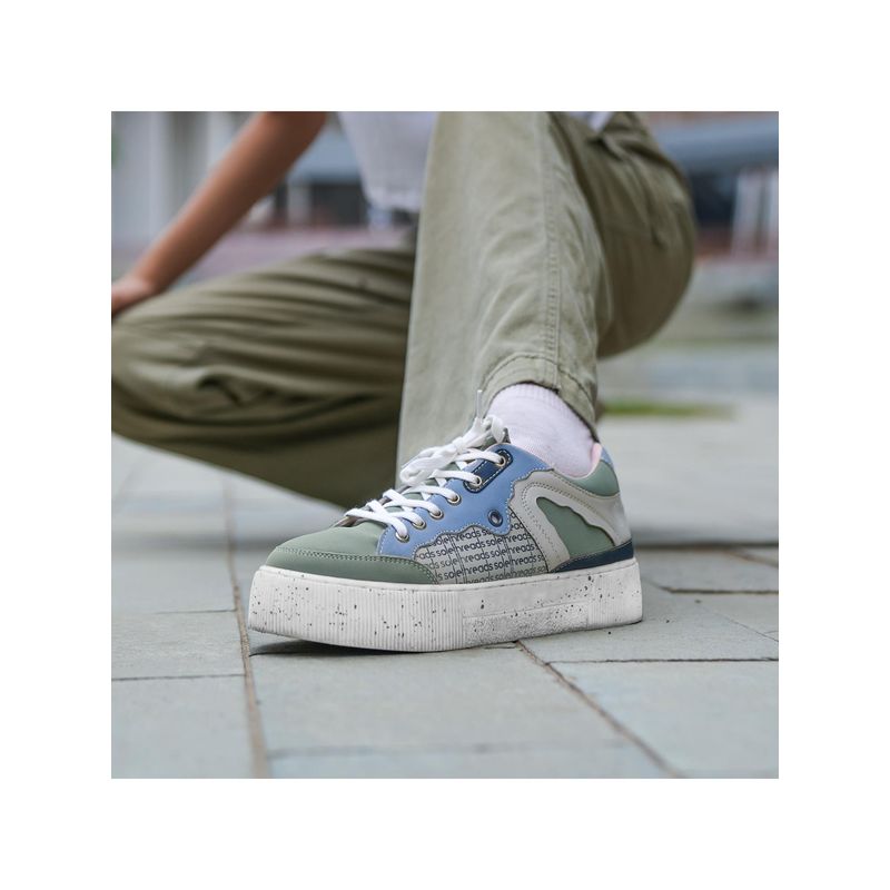 Buy SOLETHREADS Cypher Solid Olive & Blue Women Sneakers Online