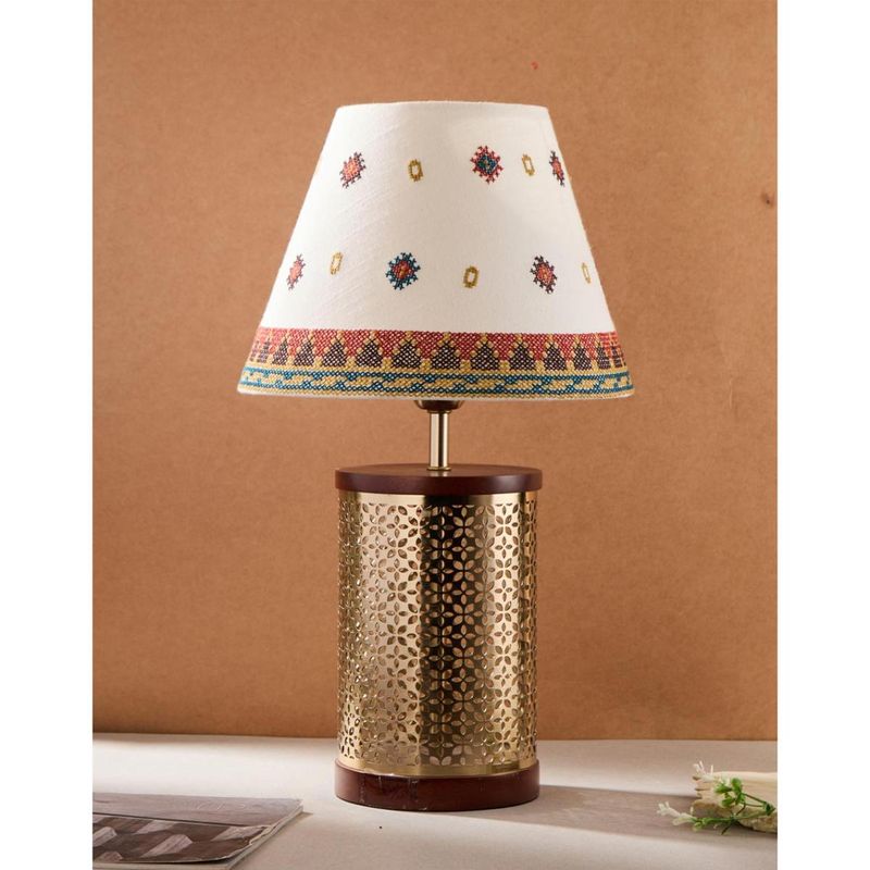 Buy Fabindia Multi-Color Metal Bedside Table Lamp Online