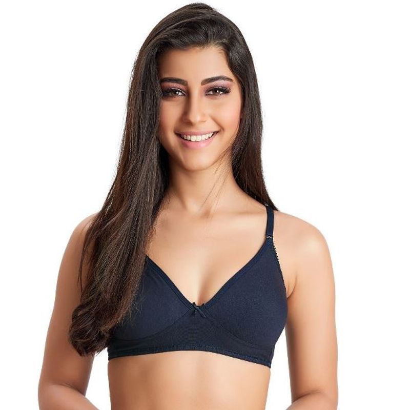 Buy Juliet Dipti Medium Coverage Molded Cup Non-Wired T-shirt Bra - Navy Blue Online