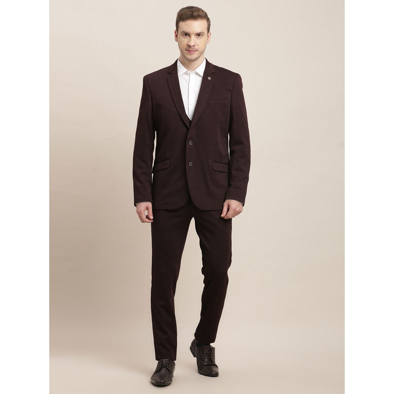 Buy Turtle Men Terry Rayon Self Design Brown Formal Blazer with ...
