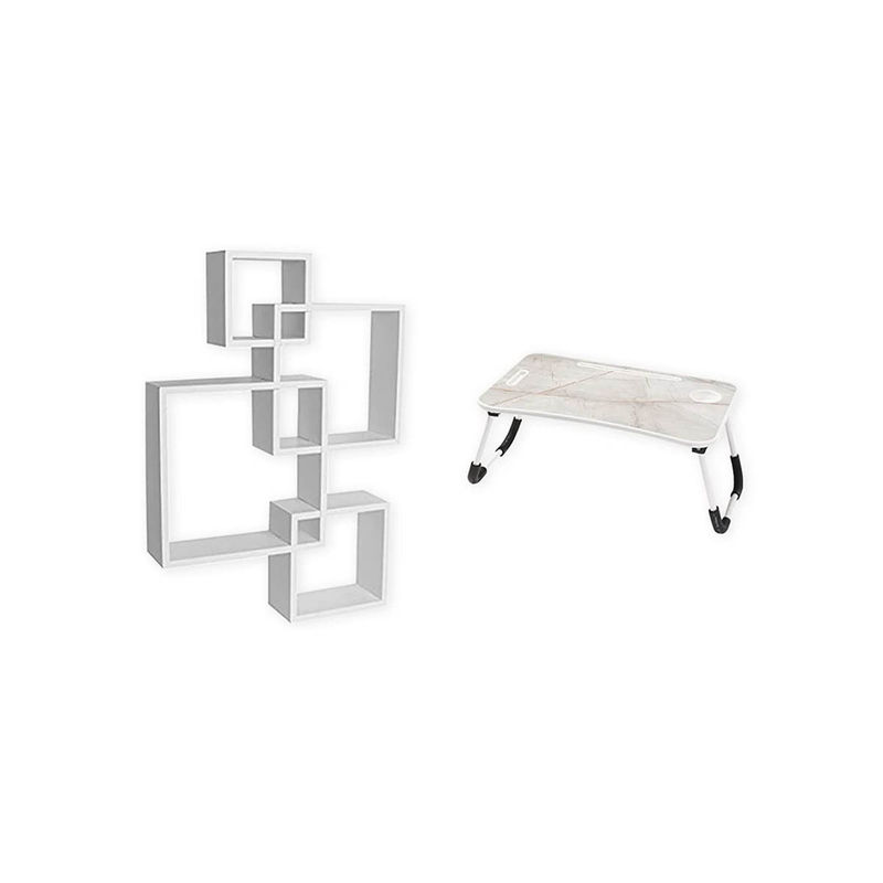 Buy Savya Home Foldable Laptop Table- Silver Wall Shelves- Intersection ...