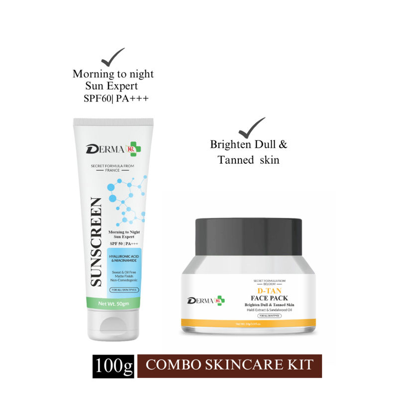 Buy DERMA KR Morning To Night SPF 50 PA+++ Sunscreen + Ubtan D-Tan Face ...