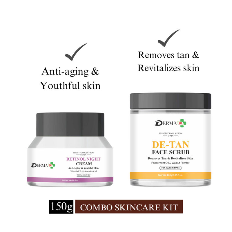 Buy DERMA KR Retinol Night Face Cream + De-Tan Face Scrub Kit Online