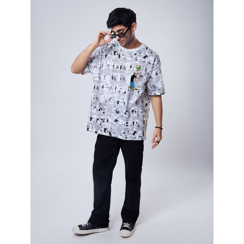The Souled Store Popeye Comic Strip Printed Cotton Oversized T Shirts