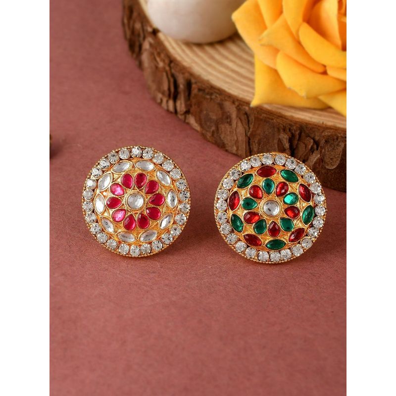 Buy Silvermerc Designs Gold Plated Kundan Handcrafted Meenakari ...