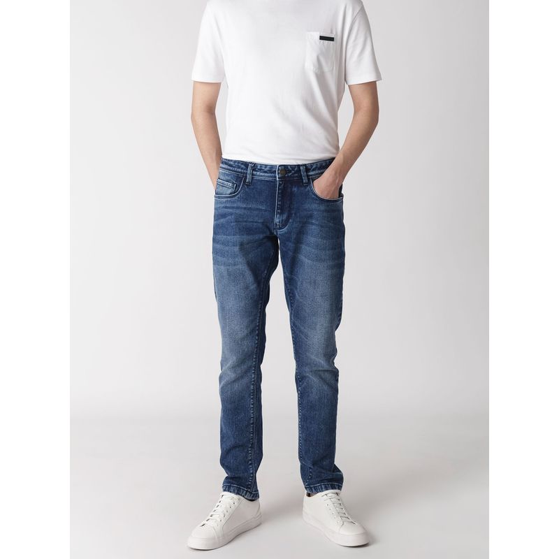 Buy Rare Rabbit Widz Dark Blue Solid Jeans Online