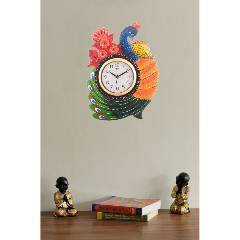 Buy eCraftIndia Multi-Color Exotic and Stylish Colorful Peacock Wooden ...