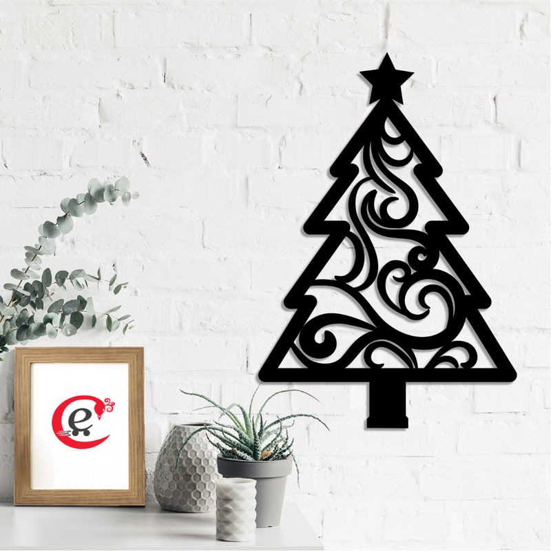 Buy eCraftIndia Black Christmas Tree Engineered Wood Wall Art Ready To ...
