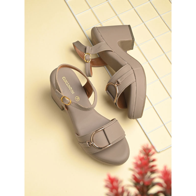 Buy CLOG LONDON Womens Taupe Round Toe Heels Online