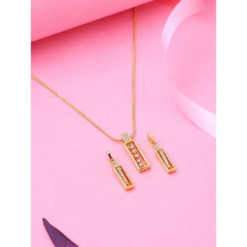 Buy Estele Gold Plated Cuboid Bar Designer Necklace with Crystals for ...