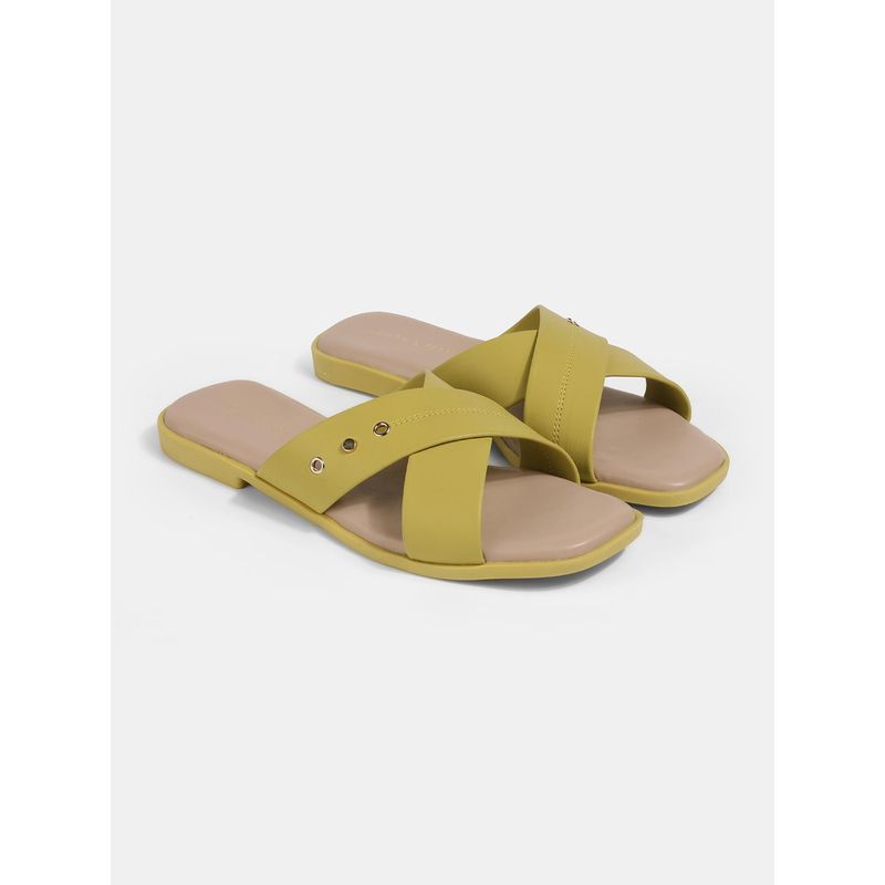 Buy Lemon & Pepper Women Green Flats Online