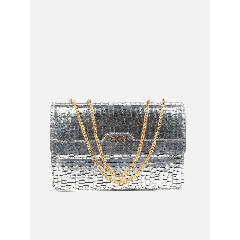 Buy Carlton London Silver Texture Handbag (M) Online