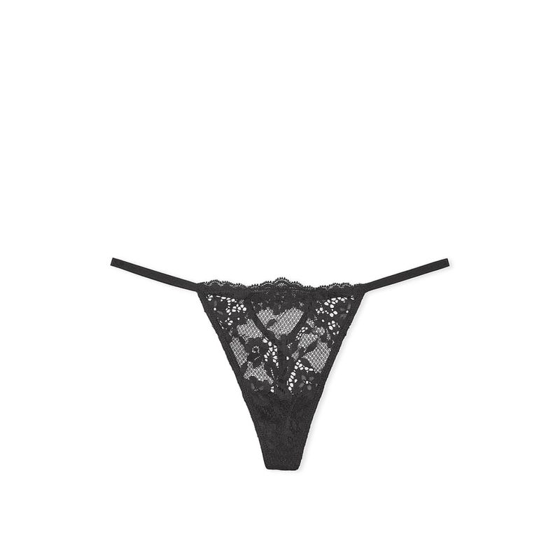 Buy Victoria's Secret Black Dream Angels Twinkle Bow Lace V-String ...