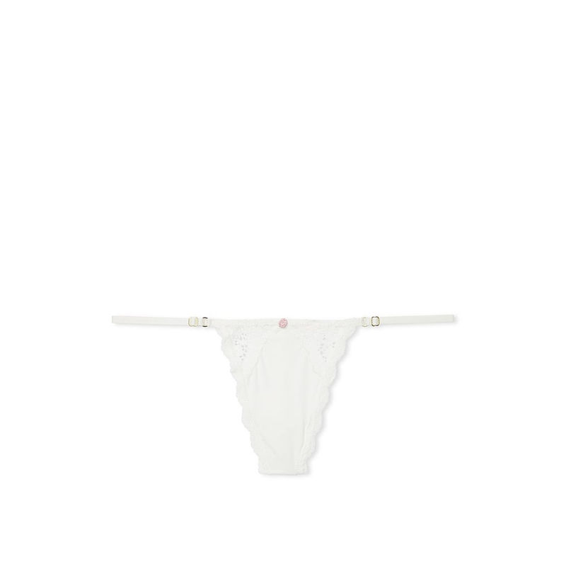 Buy Victoria's Secret White Dream Angels Lace-Trim Adjustable V-String ...