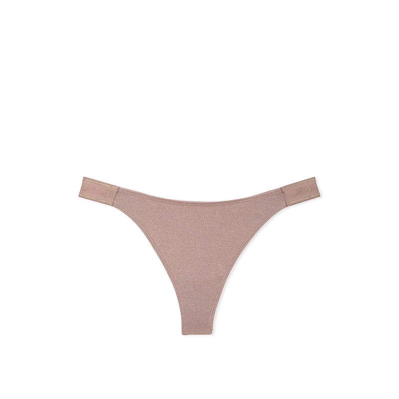Buy Victoria's Secret Brown Logo Cotton Shimmer High-Leg Thong Panty Online