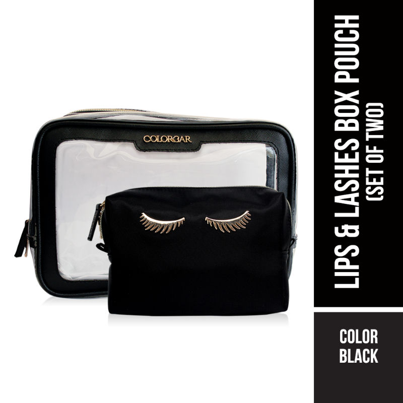 Buy Colorbar Pouch Lips & Lashes Box Pouch(set Of 2) - Black Online