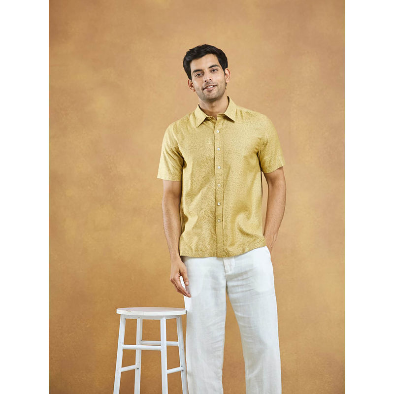 Buy Fabindia Men Gold Printed Festive Wear Shirt Online