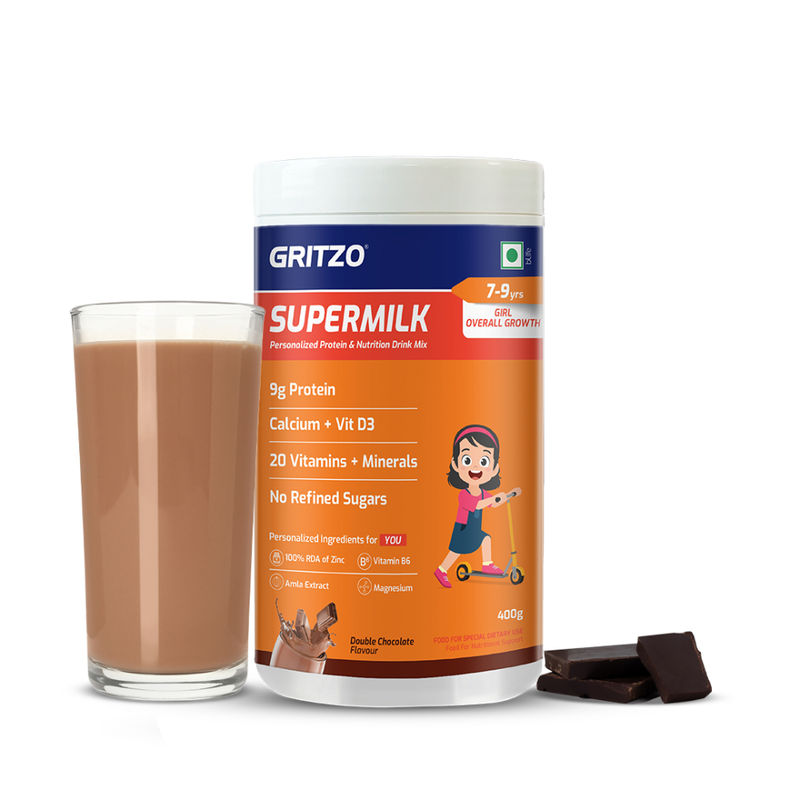 Buy Gritzo Supermilk Overall Growth 9G Protein Powder - Double ...