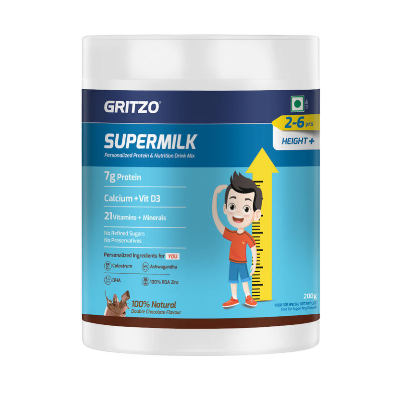 Buy Gritzo Supermilk Height+ 7G Protein Powder- Double Chocolate Online
