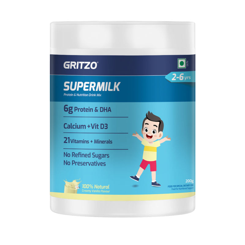 Buy Gritzo Supermilk Daily Nutrition 6G Protein Powder - Creamy Vanilla ...
