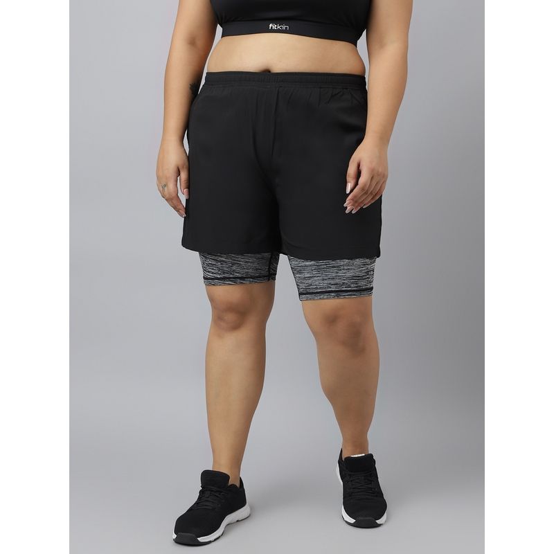 Buy Fitkin Plus Size Double Layered High Performance Running Shorts Online
