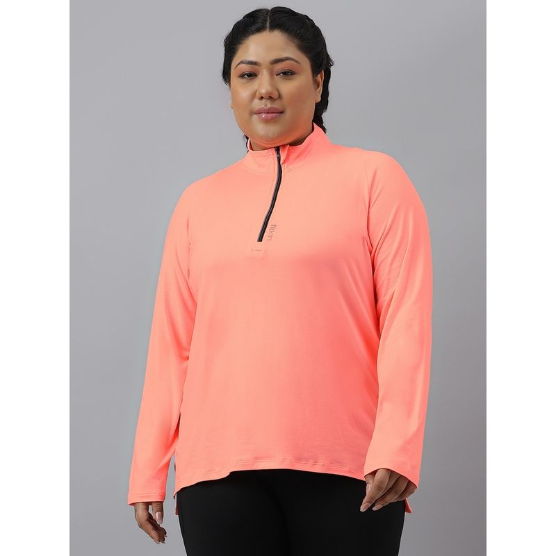 Buy Fitkin Plus Size Super Soft Anti-Odor Orange Front Zipper T-Shirt ...