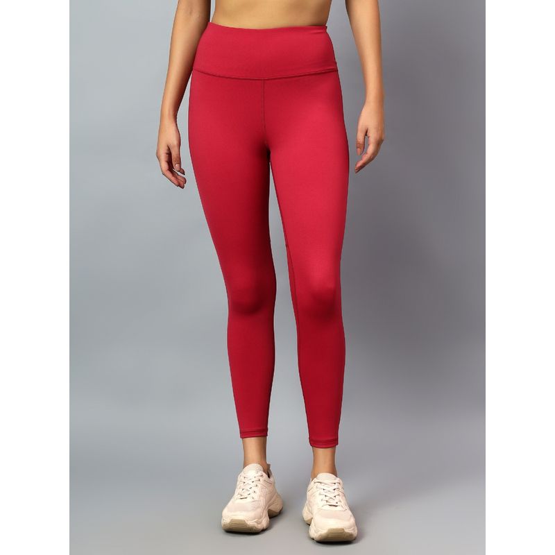 Buy Fitkin Womens Magenta Back Mesh Design Tights Online
