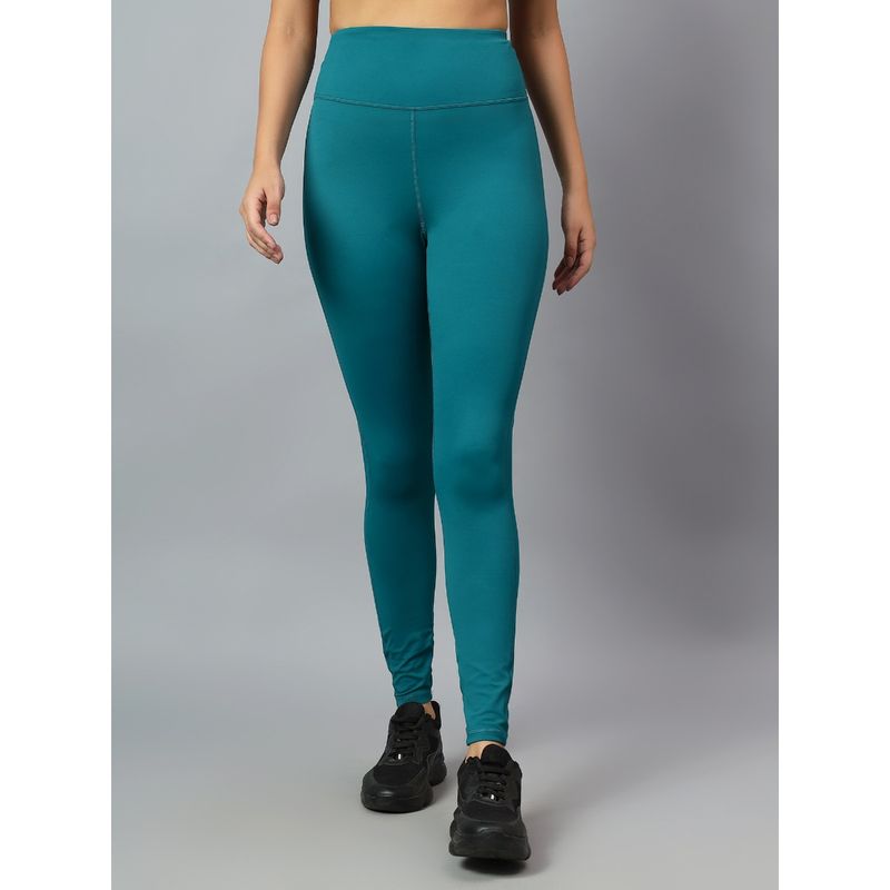 Buy Fitkin Womens Teal Green Back Mesh Design Tights Online