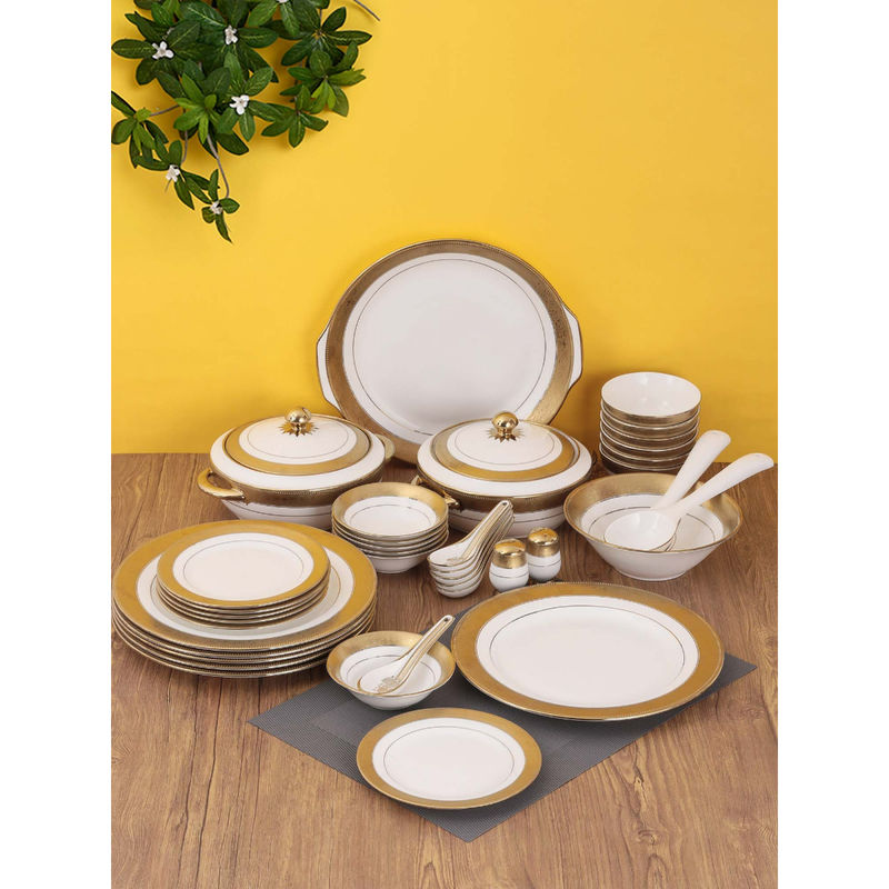 Buy CLAY CRAFT Fine Ceramic Gold Premium Dinner Set - 40 Pieces Online