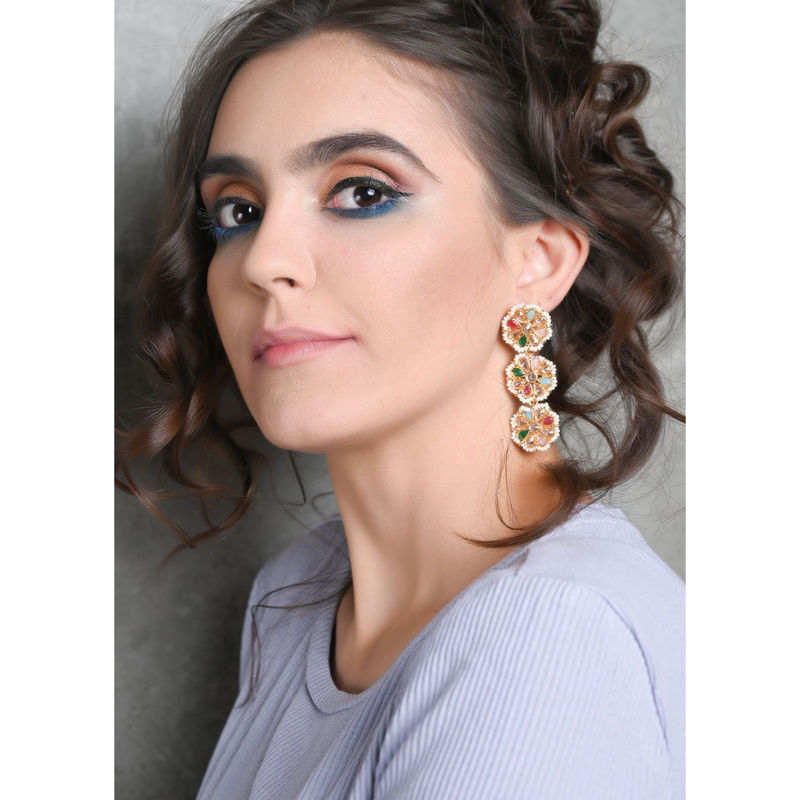 Buy Odette 3 Layered Flowers With Multicolour Rhinestones Online