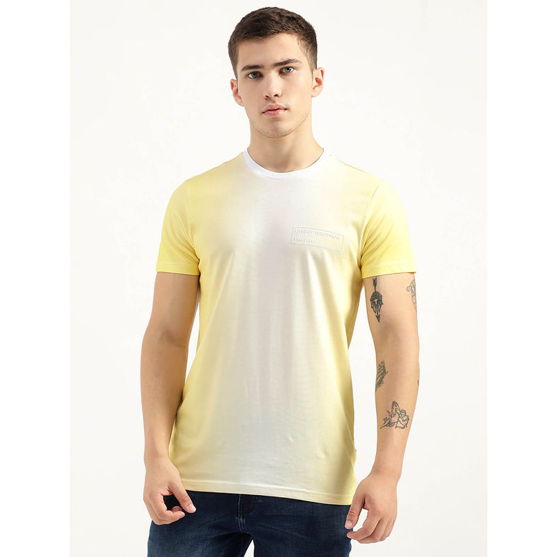 Buy United Colors of Benetton Regular Fit Crew Neck Ombre Yellow T ...