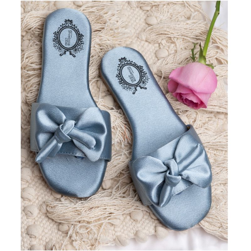 Shoetopia Women Blue Open Toe Flats With Bows: Buy Shoetopia Women Blue ...