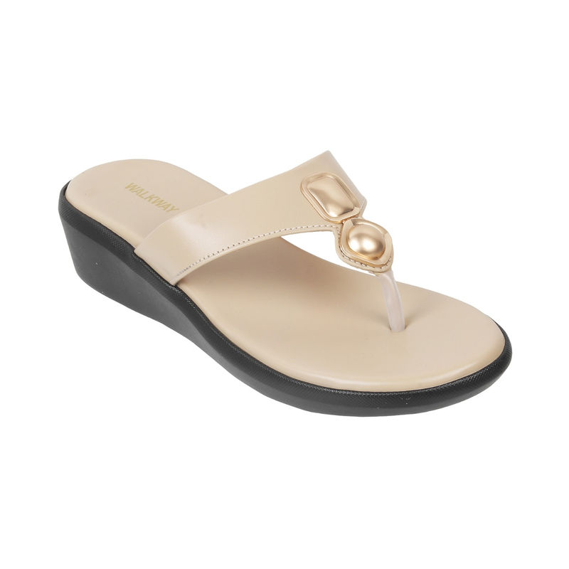 Buy Walkway Beige Casual Wedge Sandals Online