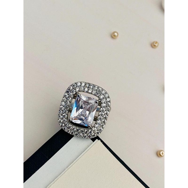 Buy Abdesigns Stunning Huge American Diamond Rings - White Online