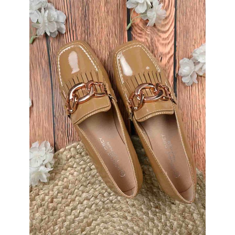 Buy Ronnie Grey Women Khaki Solid Loafers Online