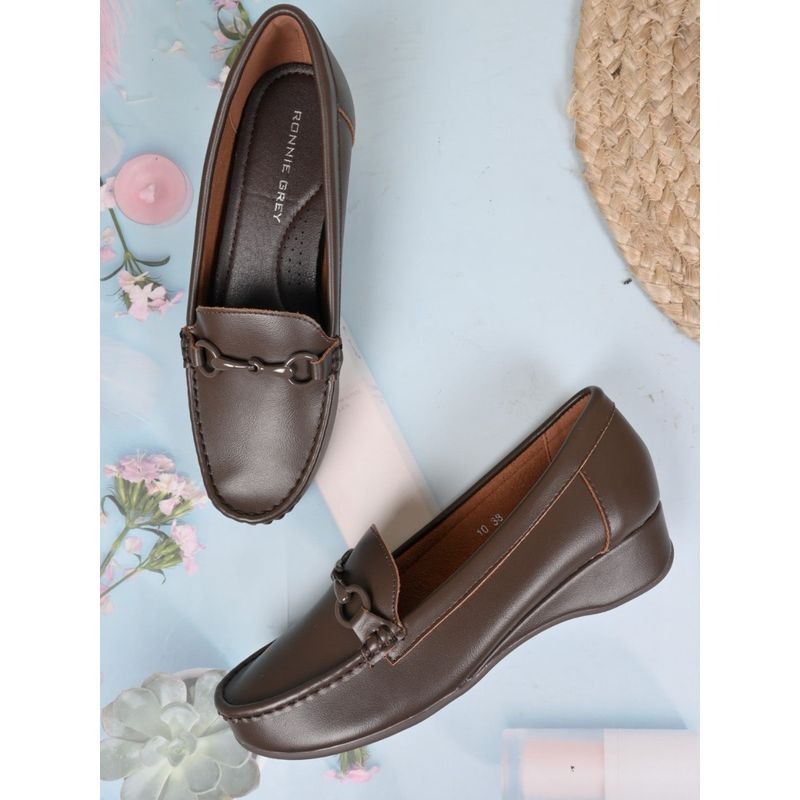 Buy Ronnie Grey Women Coffee Solid Loafers Online