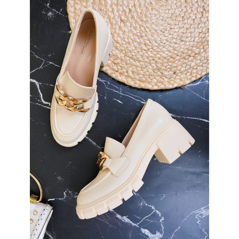 Buy Ronnie Grey Women Beige Solid Loafers Online