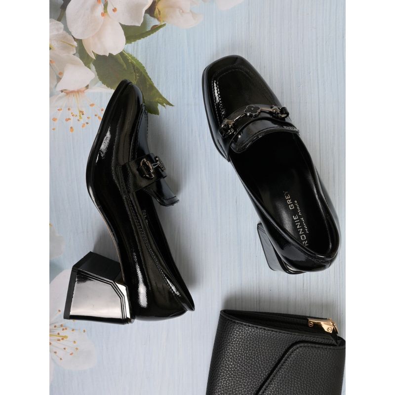 Buy Ronnie Grey Women Black Solid Loafers Online
