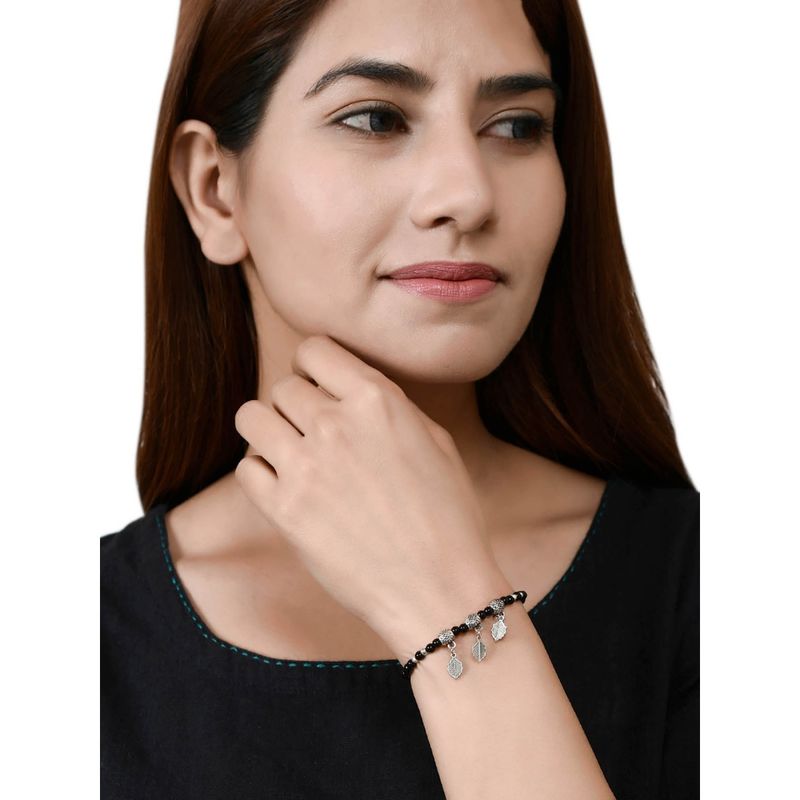 Silvermerc Designs Women Black Beaded Handmade Adjustable Bracelets For Women: Buy Silvermerc ...