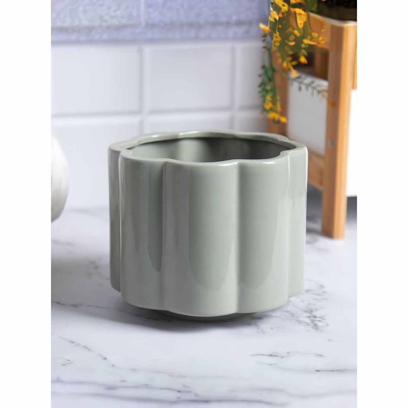 Buy Anko Petal Stoneware Flower Pot (Grey) Online