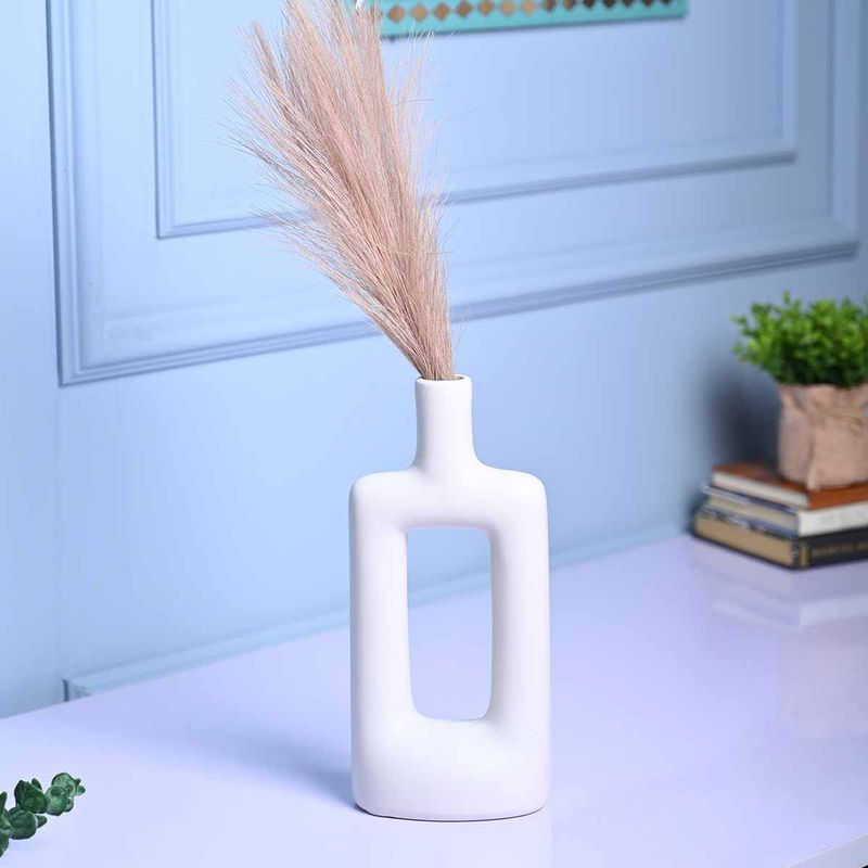 Buy Voncasa Ceramic White Color Vase Online