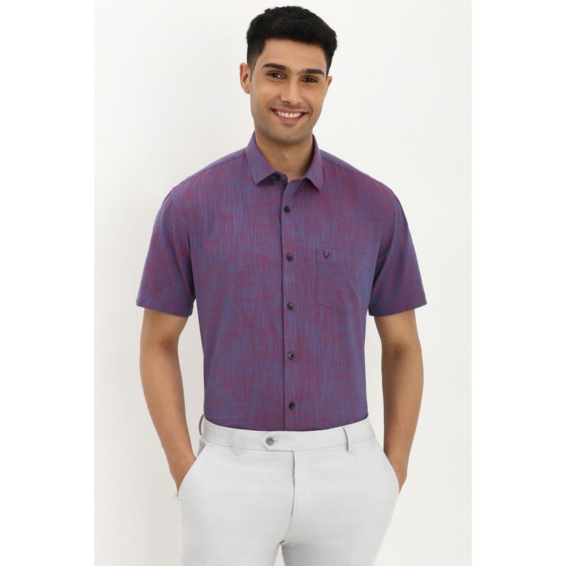 Buy Allen Solly Men Purple Slim Fit Textured Half Sleeves Formal Shirts ...